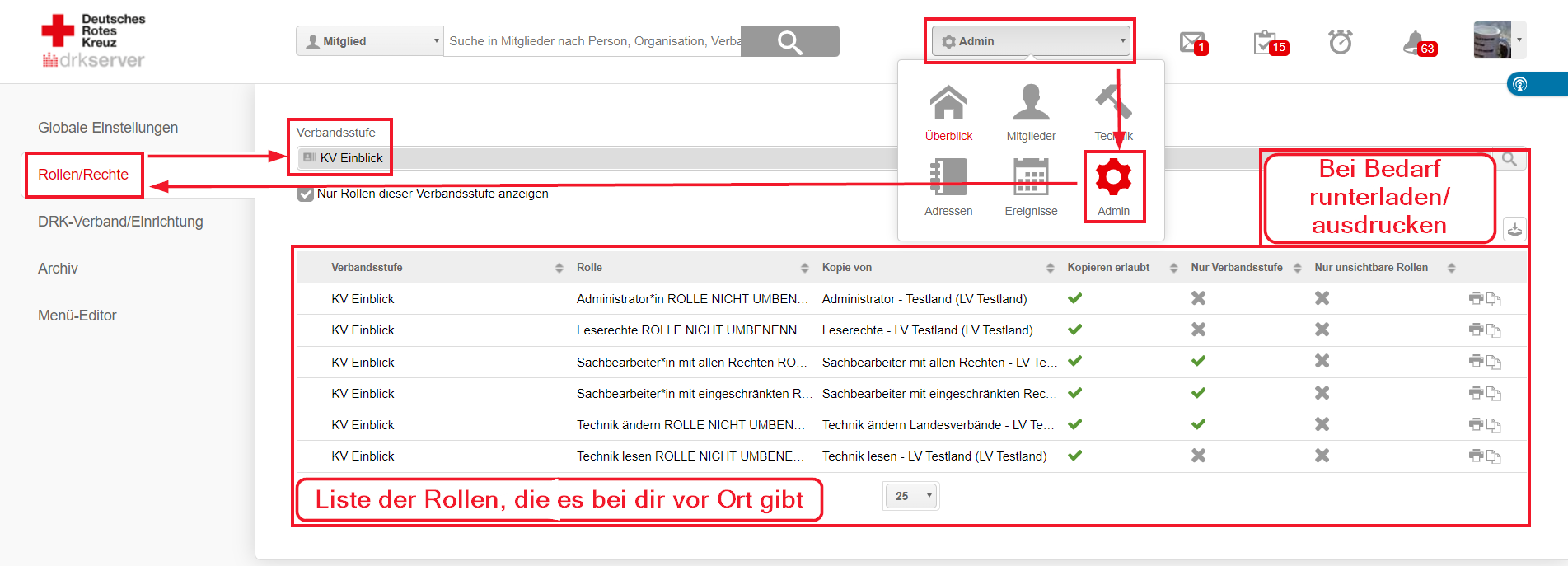 Rollen und Rechte - die Basics - drkserver